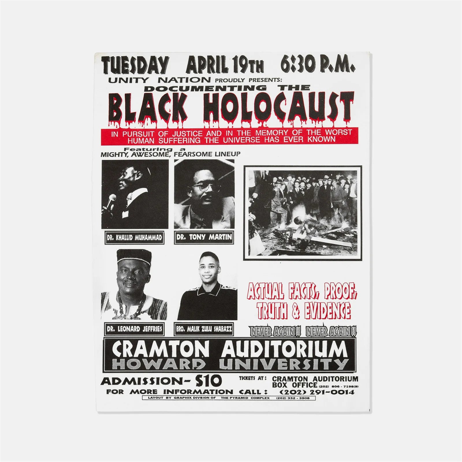 Howard University, Unity Nation, Black Holocaust Flyer – Catalog Projects